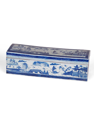 17″ BLUE AND WHITE CANTON BOX – English Country Home
