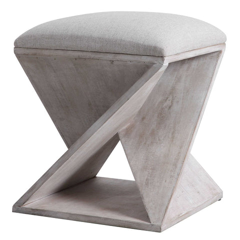 Asymmetrical White Washed Accent Stool| Hamptons Furniture – English ...