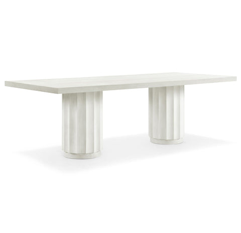 Fluted Double Pedestal Dining Table, in Soft White Finish – English ...