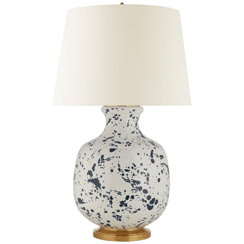 Buatta Large Table Lamp in Blue Splatter with Linen Shade | Hamptons ...