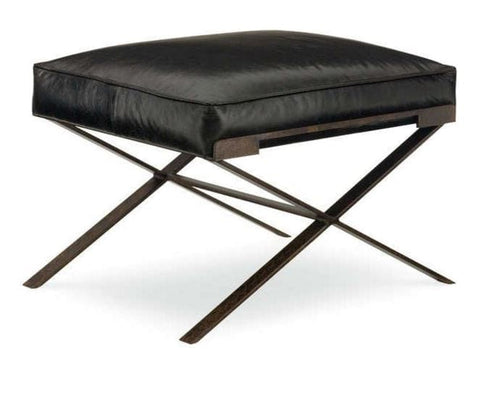 X-Base Leather Upholstered Ottoman – English Country Home